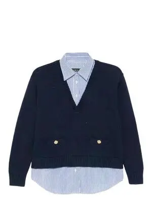 Ralph Lauren Layered-effect Button-detailed Sweater - Blue