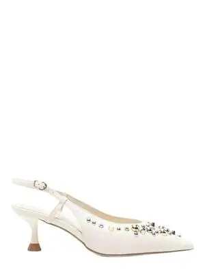APEPAZZA Stud-embellished Slingback Pumps - Neutrals