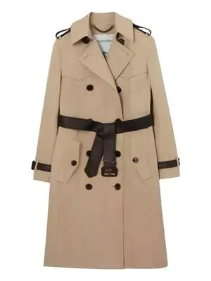 Burberry Long Silk Cotton Trench Coat - Neutrals