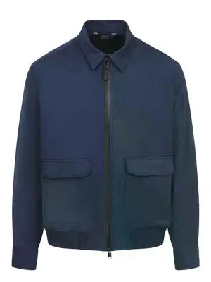 Brioni Zip-up Wool Shirt Jacket - Blue