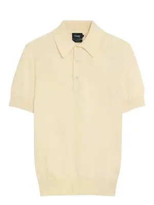 DRAKE'S Short-sleeve Knitted Polo Shirt - Neutrals