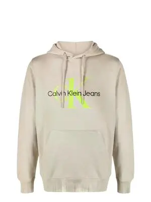 Calvin Klein Logo-print Cotton Hoodie - Neutrals