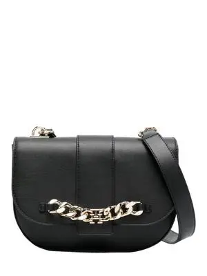 Tommy Hilfiger Chain-link Leather Crossbody Bag - Black