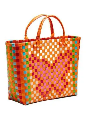 Farm Rio Woven Tote Bag - Orange