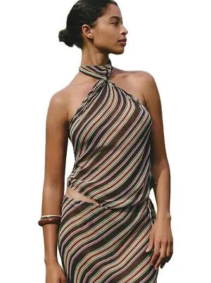 WILD LOVERS LONDON Sahara Halter Top - Green Multi