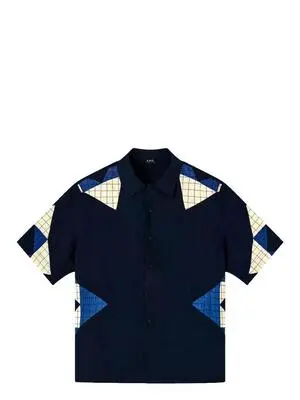 A.p.c. Patchwork Grid-pattern Shirt - Blue