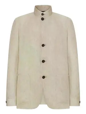 Zegna Oasi Lino Leather-trimmed Chore Jacket - Neutrals