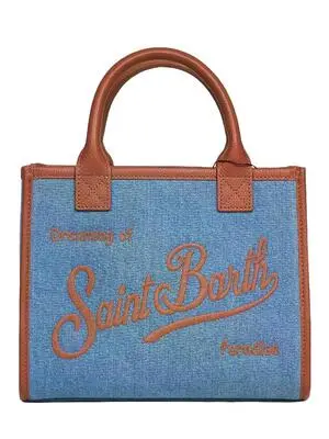 MC2 SAINT BARTH MC2 Saint Barth Logo Embroidered Leather Trimmed Shoulder Bag