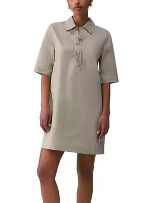 Liu Jo Lace-up Cotton Dress - Neutrals