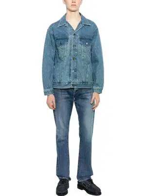 BLUE BLUE Washed Denim Jacket With Classic Collar - Blue