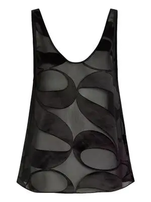 DELOS Mira Velvet-devoré Sheer Top - Black