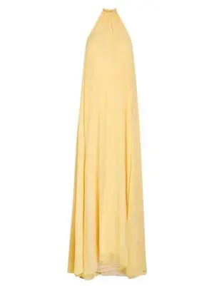 DELOS Luna Pleated Halterneck Dress - Yellow