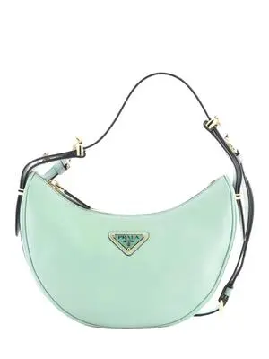 Prada Arque Half Moon Leather Mini Hobo Bag Green