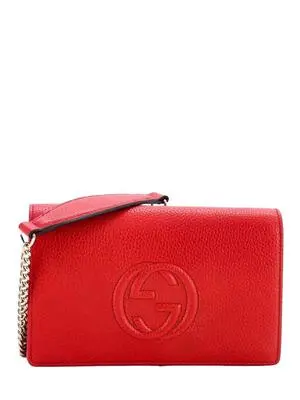 Gucci Soho Wallet On Chain Leather Crossbody Bag - Red