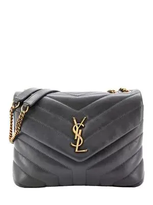 Saint Laurent Loulou Matelassé Chevron Small Shoulder Bag - Grey