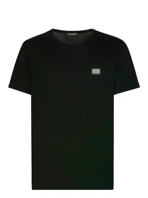 Dolce & Gabbana Cotton T-shirt With Branded Tag - Black