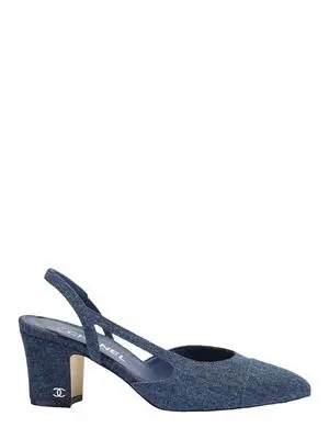 Chanel Slingbacks In Washed Denim Blue