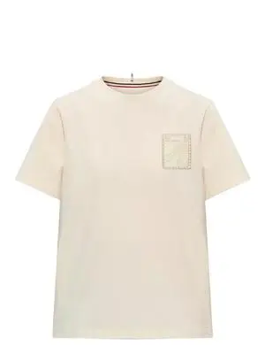 Moncler Embroidered-Patch T-Shirt Neutrals