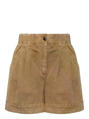 Moncler Pleated Logo-patch Shorts - Neutrals