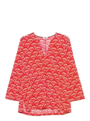 SIYU Floral-print V-neck Blouse - Red