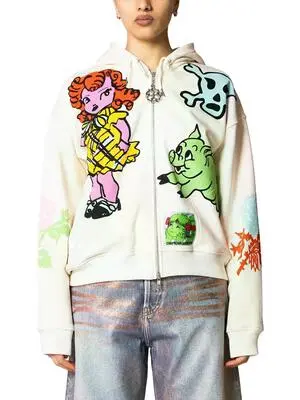 CHOPOVA LOWENA Graphic-print Zip-up Hoodie - White