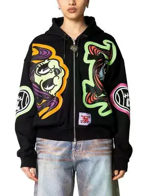 CHOPOVA LOWENA Graphic-print Full-zip Hoodie - Black