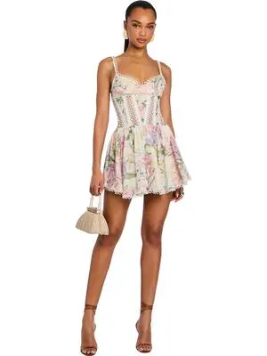 Charo Ruiz Ibiza Gardenia Short Dress - Cream Botanic