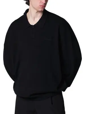 Fear Of God Signature 90s-style Knit 3/4-sleeve Polo - Black