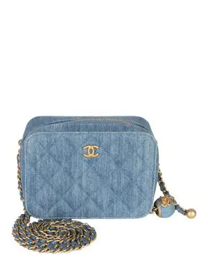 CHANEL Quilted Denim Pearl Crush Camera Bag