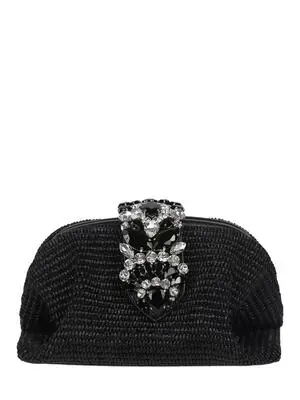 GEDEBE Crystal-embellished Woven Clutch - Black