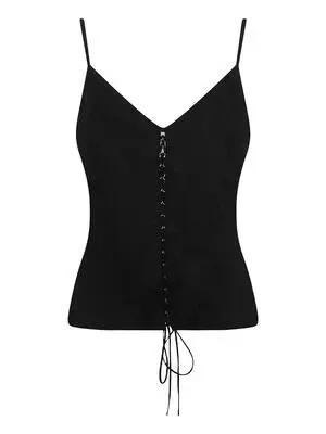 Alexander McQueen Floral-jacquard Lace-up Top - Black