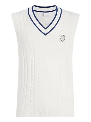 Brunello Cucinelli Cotton Cable-knit Sweater Vest - White
