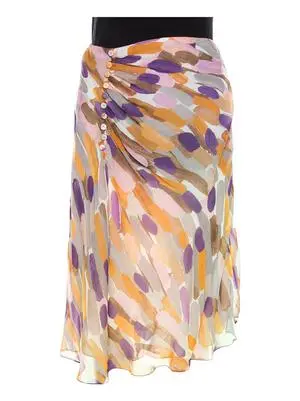Escada Printed Silk Midi Skirt - Orange