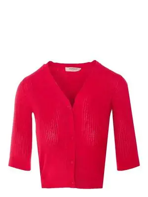 TWINSET Ribbed Knit V-neck Cardigan - Red