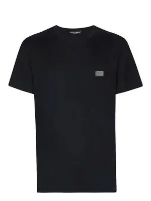 Dolce & Gabbana Cotton T-shirt With Branded Tag Blue
