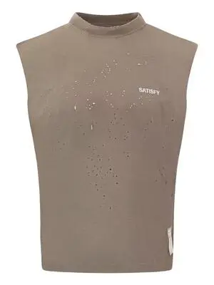 Satisfy Mothtech Distressed-effect T-shirt - Neutrals