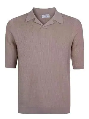 BALLANTYNE Waffle-knit Collared T-shirt - Neutrals