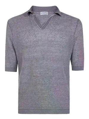 BALLANTYNE Micro-check Collared T-shirt - Grey