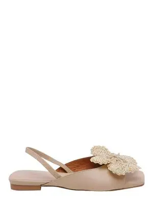 ANGEL ALARCON Flower Detail Slingback Flats - Neutrals