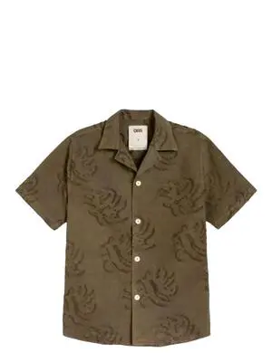 OAS Company Cuba Fil-coupé Leaf-pattern Shirt - Green
