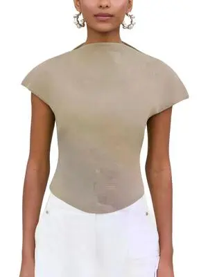 Cult Gaia Virginiana Curved-hem Cap-sleeve Top - Neutrals