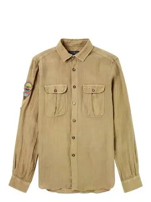 AMUNDSEN Patch-detail Flap-pocket Shirt - Neutrals