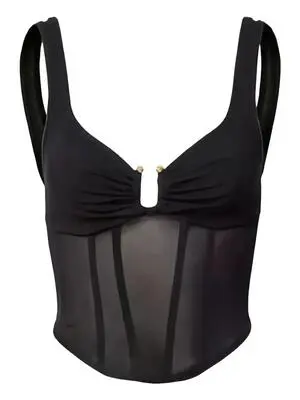 VIKTORIA & WOODS Mesh-paneled Corset Top - Black