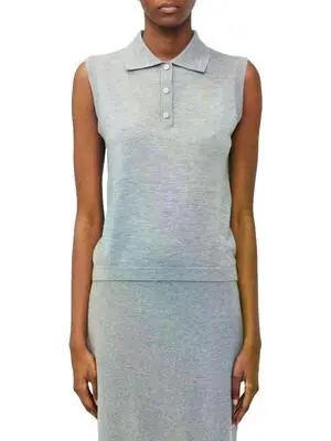 LISA YANG Lise Sleeveless Polo Top - Grey