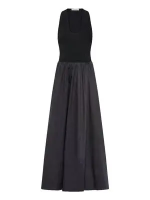ST. AGNI Knitted-bodice Gathered Dress - Black