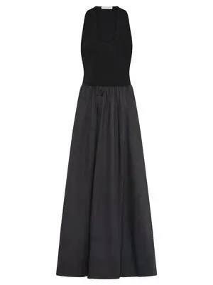 ST. AGNI Knitted-Bodice Gathered Dress