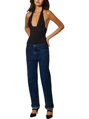 Kiki De Montparnasse Halterneck Plunging Bodysuit - Blue