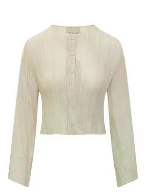 GONGDID DESIGN Plissé-effect Button-up Cardigan - Neutrals