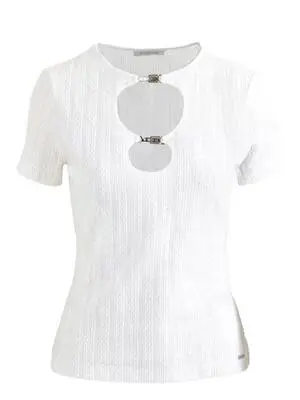 Guess Buckle-detail Cut-out T-shirt - White