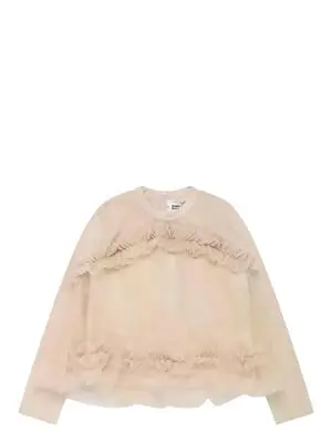 Noir Kei Ninomiya Ruffled Tulle-paneled Top - Neutrals